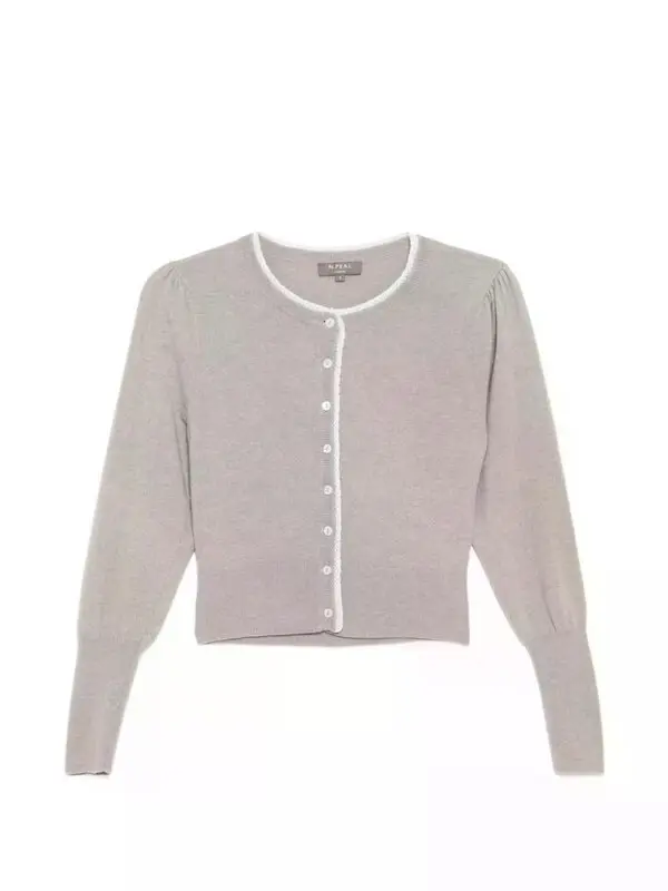 N.peal Lace Trim Crew Neck Cardigan