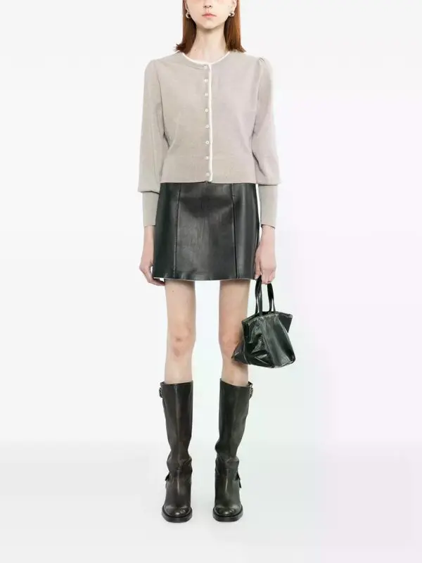 N.peal Lace Trim Crew Neck Cardigan