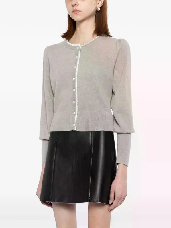 N.peal Lace Trim Crew Neck Cardigan