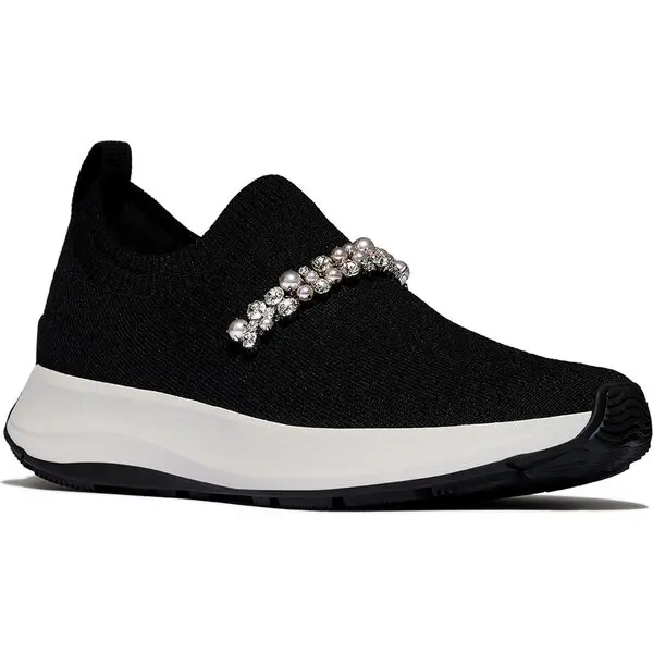 Fitflop F-mode Flow Pearl Embellished Sneakers - Black