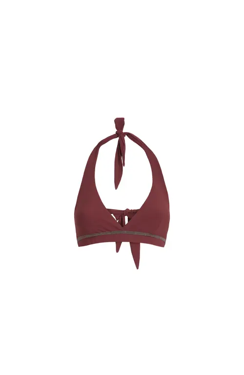 Brunello Cucinelli Bikini Top With Monili - Bordeaux