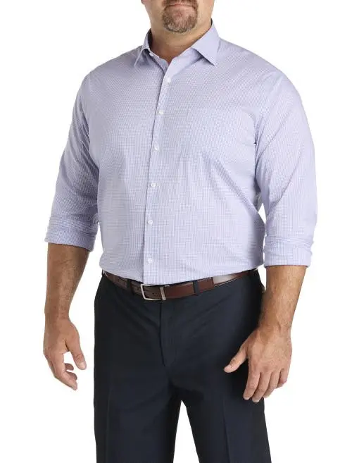 Michael Kors Big & Tall Mini Grid Performance Dress Shirt - Purple