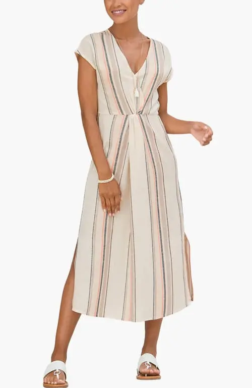 LASCANA Striped V-neck Midi Dress - Multi Striped