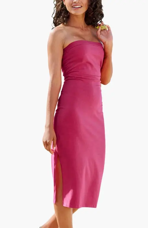 LASCANA Strapless Back Cutout Dress - Fuchsia