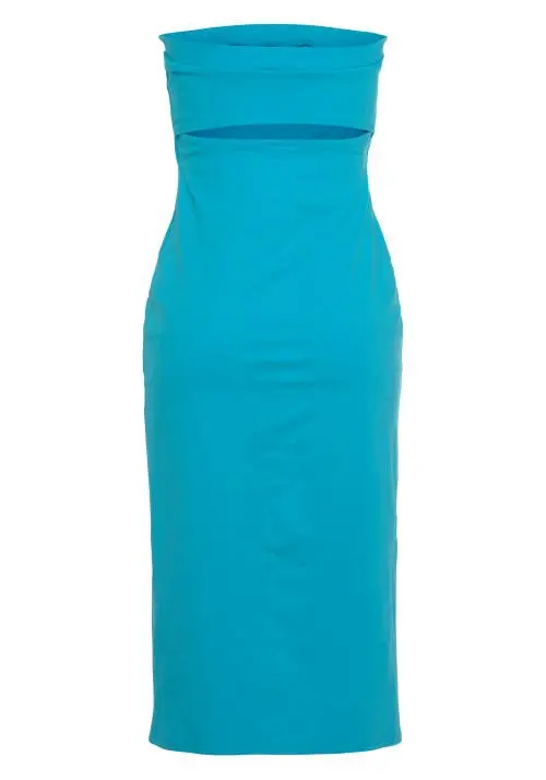 LASCANA Strapless Back Cutout Midi Dress - Turquoise
