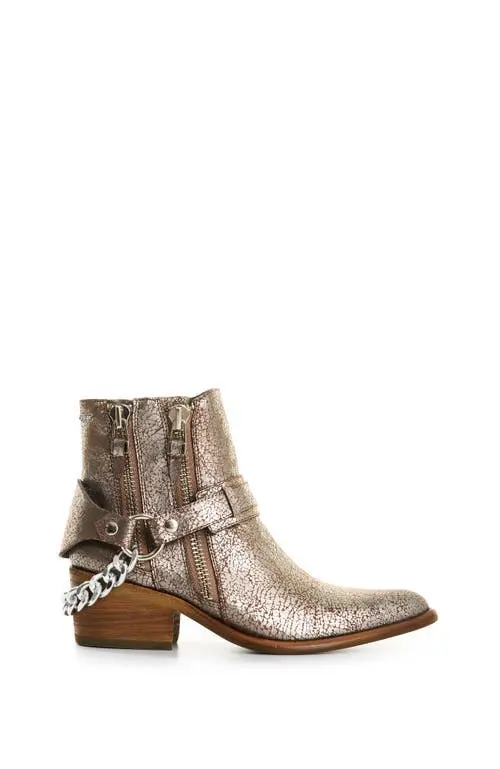 VELEZ Crackled Leather Ankle Boots - Silver
