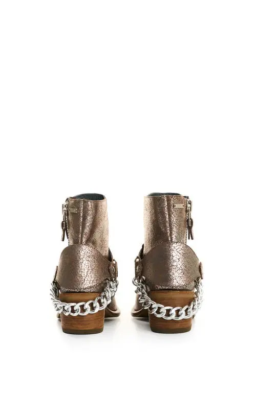 VELEZ Crackled Leather Ankle Boots - Silver