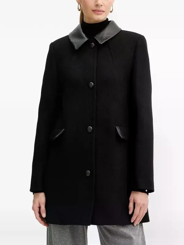 MORGAN Leather Collar Button Coat