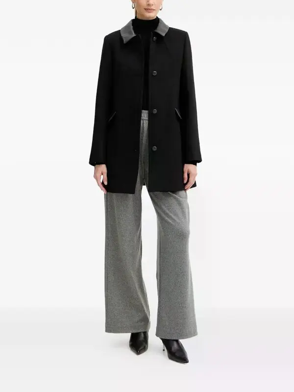 MORGAN Leather Collar Button Coat