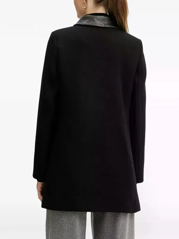 MORGAN Leather Collar Button Coat