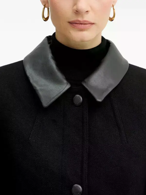 MORGAN Leather Collar Button Coat