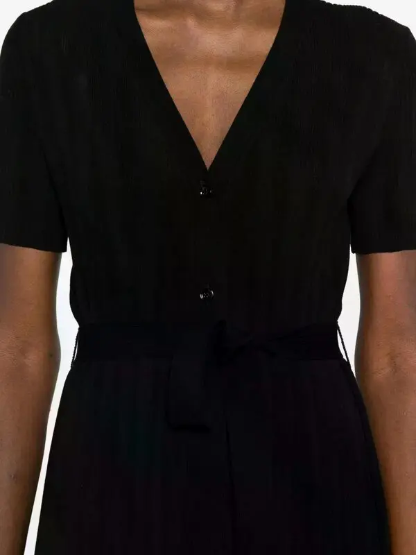 Eric Bompard V-neck Ribbed Midi Dress - Black