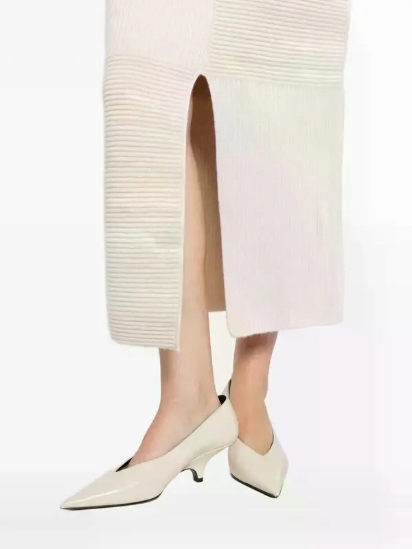 Eric Bompard Ribbed Front-slit Midi Skirt
