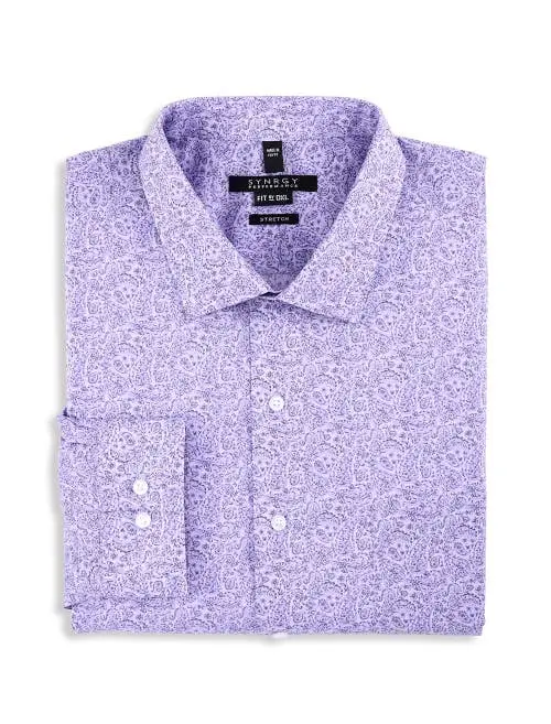SYNRGY BY DXL Big & Tall Modern Paisley Performance Dress Shirt - Purple