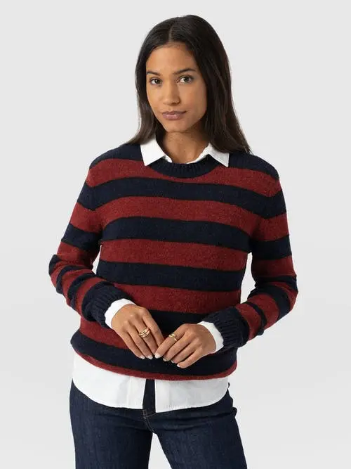 SAINT + SOFIA Azura Knit Sweater - Red/navy