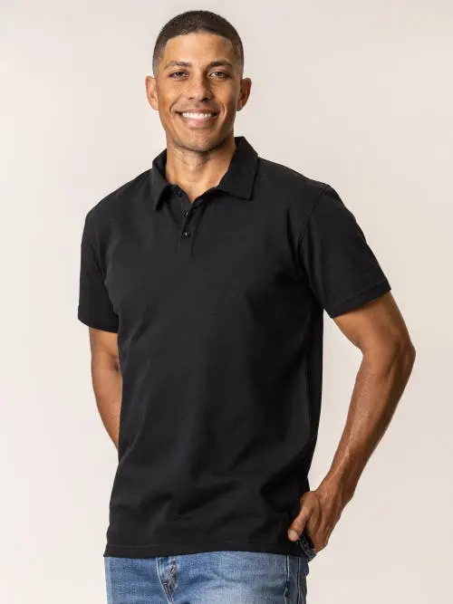 VOTTERA Organic Cotton Polo Shirts - Black