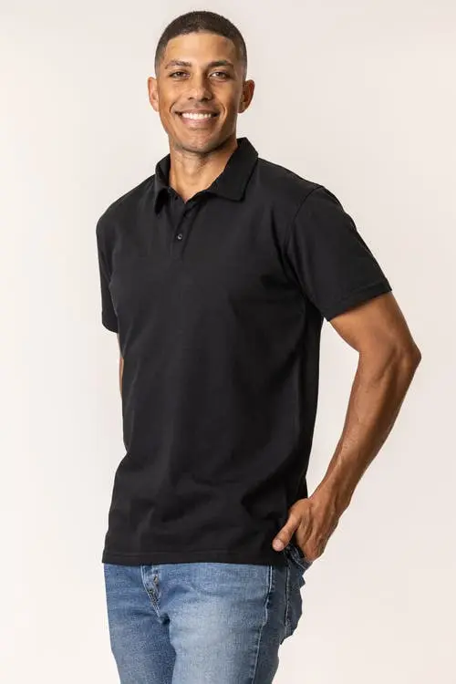 VOTTERA Organic Cotton Polo Shirts - Black