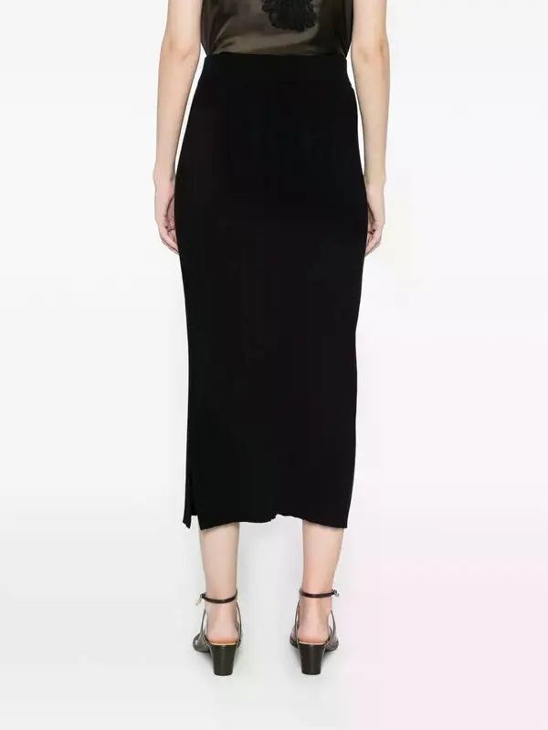 Eric Bompard Ribbed Elasticated Midi Skirt - Black