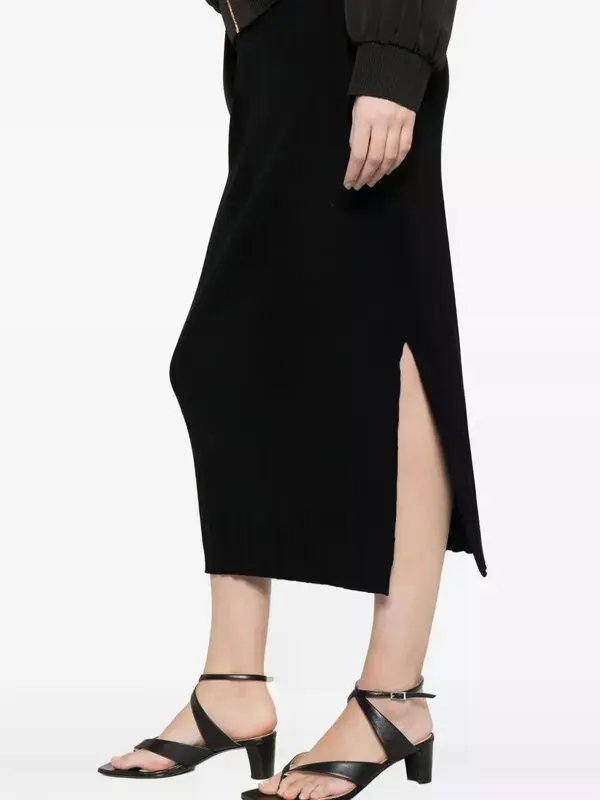 Eric Bompard Ribbed Elasticated Midi Skirt - Black