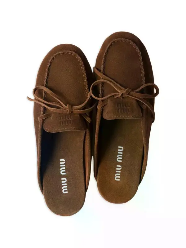 Miu Miu Suede Deck Mules - Brown