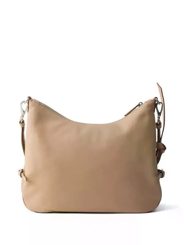Prada Fold Large Leather Shoulder Bag - Neutrals