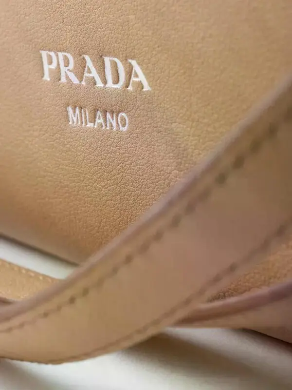 Prada Fold Large Leather Shoulder Bag - Neutrals