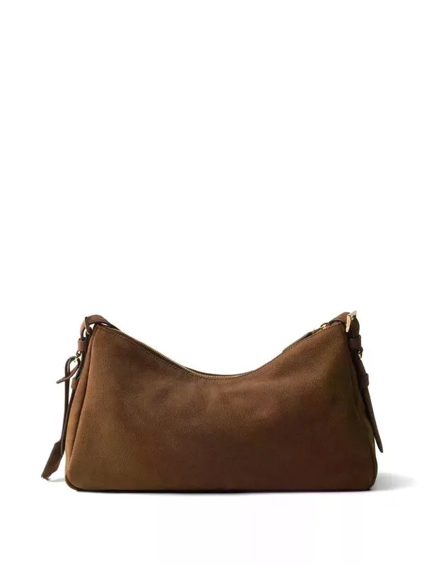 Prada Large Nubuck Leather Shoulder Bag - Brown