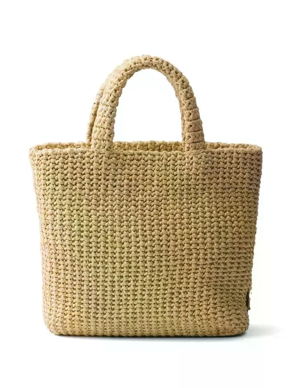 Prada Small Crochet Raffia Tote Bag - Neutrals