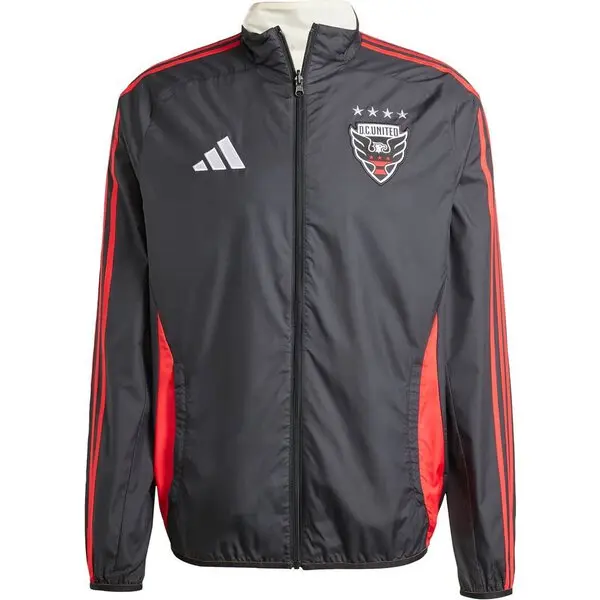 Adidas White D.c. United 2025 Anthem Reversible Full-zip Jacket - Black