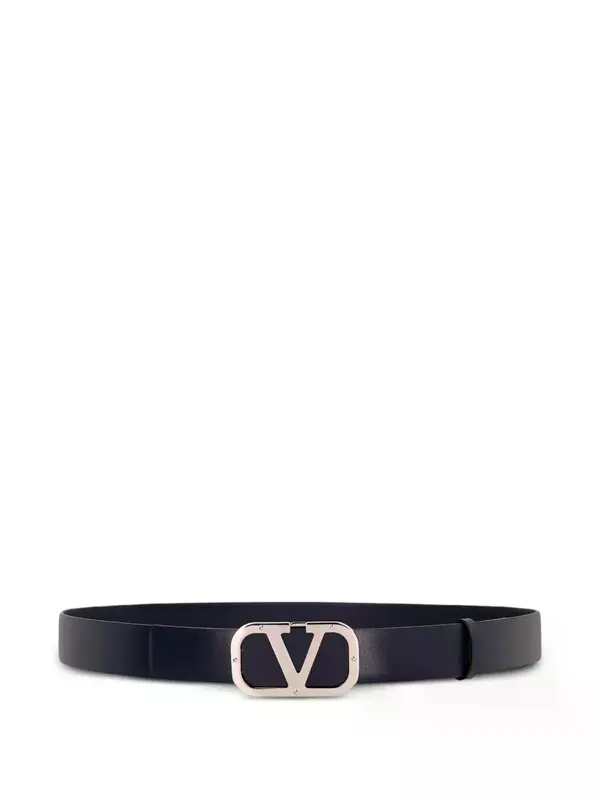 Valentino Garavani Logo-plaque Leather Belt - Black