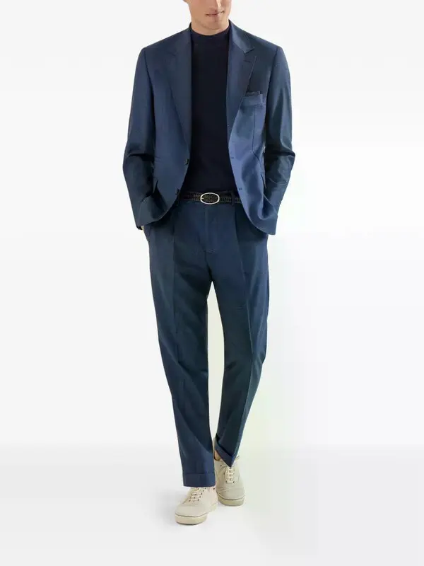 Brunello Cucinelli Virgin Wool Prince Of Wales Pleated Trousers