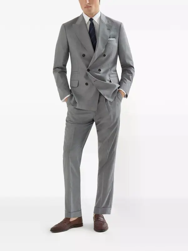 Brunello Cucinelli Virgin-wool And Silk Hopsack Trousers With Pleat