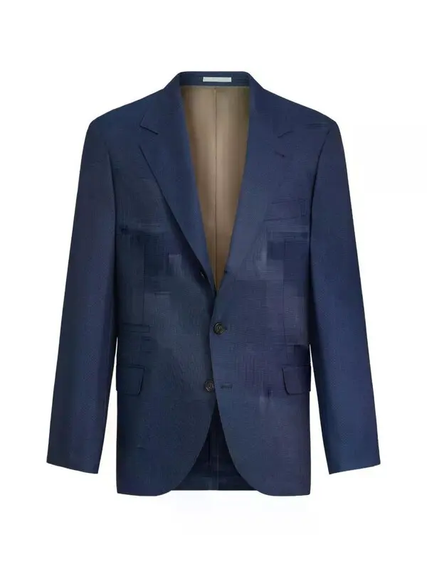 Brunello Cucinelli Super 150s Virgin-wool Prince Of Wales Blazer - Blue