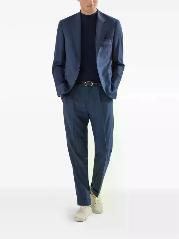 Brunello Cucinelli Super 150s Virgin-wool Prince Of Wales Blazer - Blue