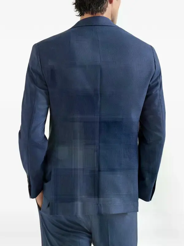 Brunello Cucinelli Super 150s Virgin-wool Prince Of Wales Blazer - Blue