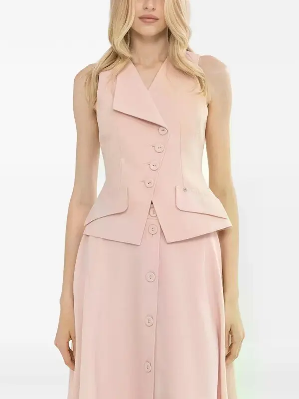 NISSA Button Detailed Tailored Vest - Pink