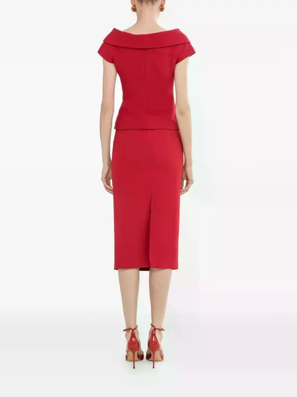 NISSA Off-shoulder Fitted Blazer - Red
