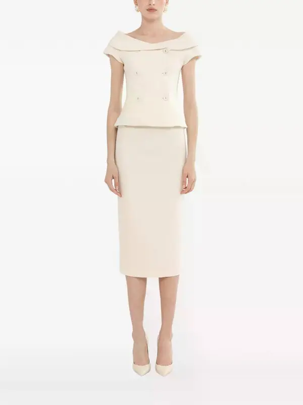 NISSA Fitted Off-shoulder Blazer - Neutrals