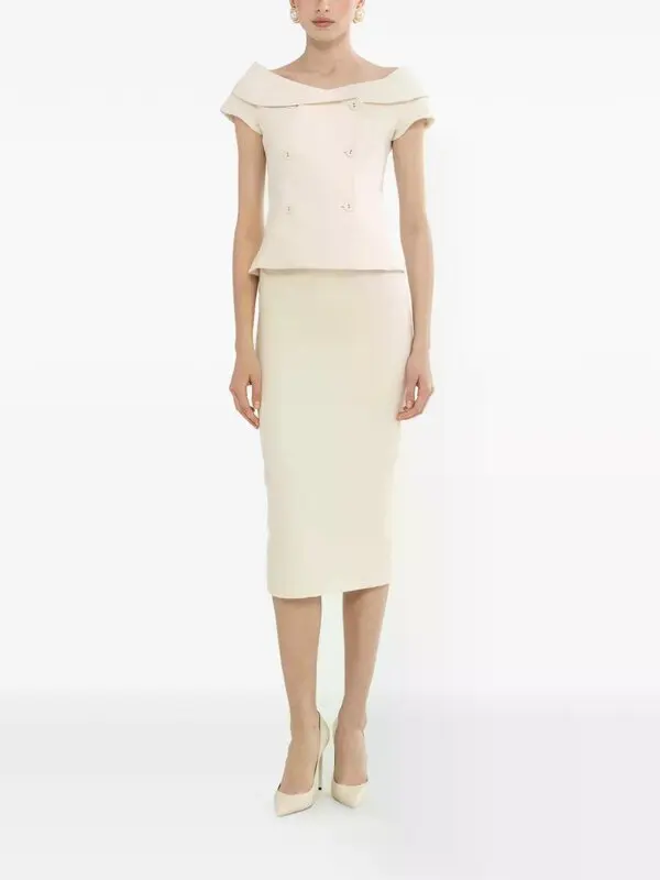 NISSA Fitted Off-shoulder Blazer - Neutrals