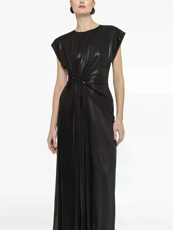 NISSA Ruched Metallic Stretch-jersey Maxi Dress - Black
