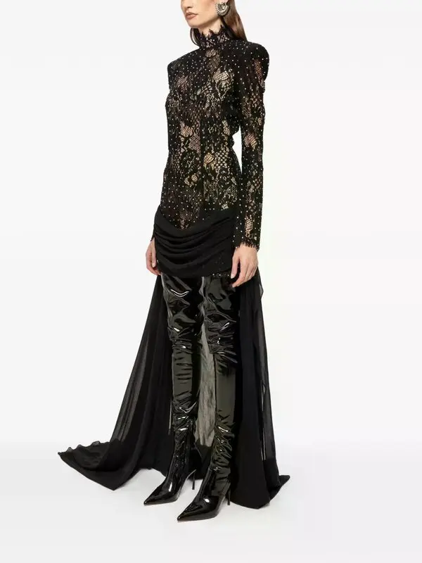 NISSA Crystal-embellished Lace Mini Dress