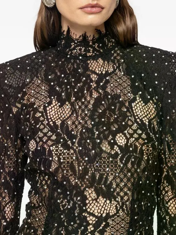 NISSA Crystal-embellished Lace Mini Dress