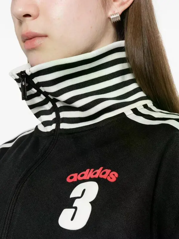 Adidas Striped Zip Knitwear With Stand Collar