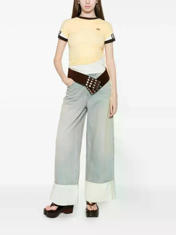 Adidas Cuffed Wide Leg Denim Trousers
