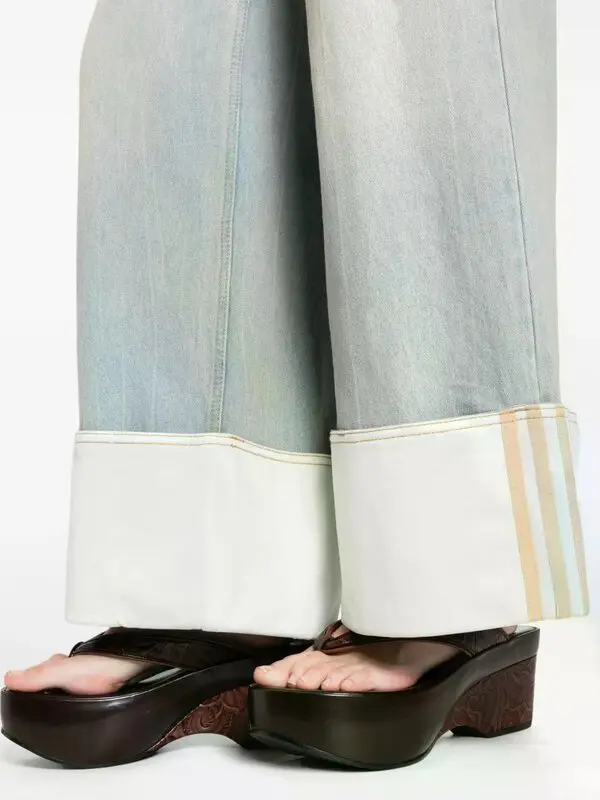 Adidas Cuffed Wide Leg Denim Trousers