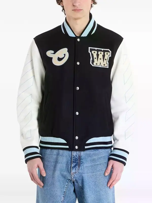 Off-White Appliquéd Bomber Jacket - Black