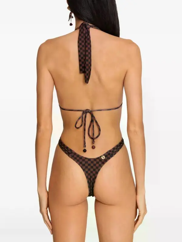AMIR SLAMA Checked Halter-neck One-piece Swimsuit