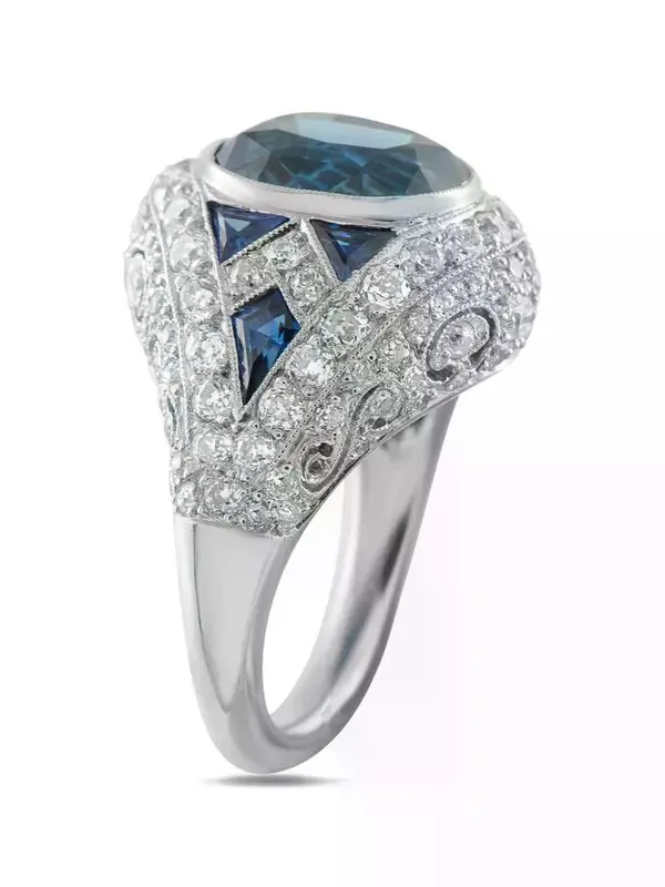 LB EXCLUSIVE Diamond And Sapphire Art Deco Ring