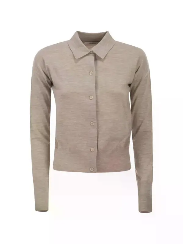 Max Mara Shirt Collar Cropped Wool Cardigan