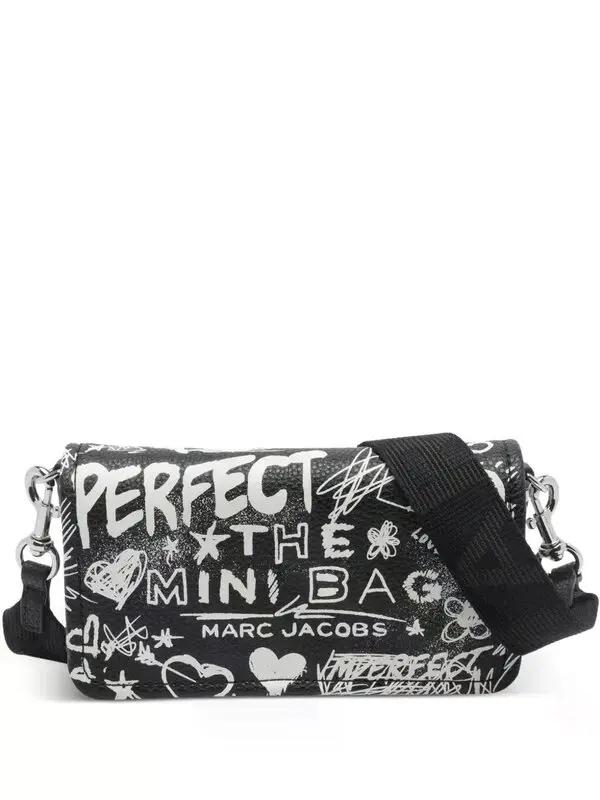 Marc Jacobs Leather Crossbody Bag With Scribble Print - Black